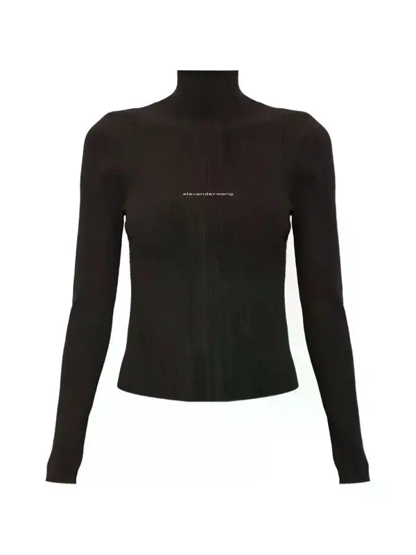 Alexander Wang Logo-print Ribbed Sweater - Brown
