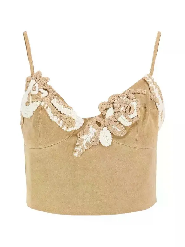 Ermanno Scervino Floral-embroidered Cropped Top - Neutrals