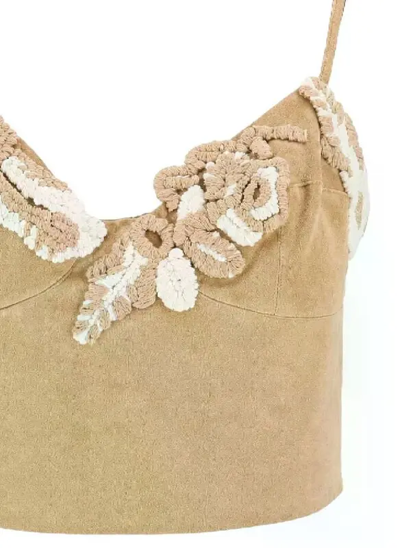 Ermanno Scervino Floral-embroidered Cropped Top