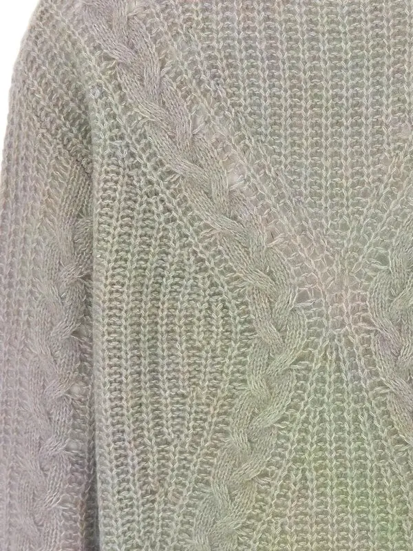 Hemisphere Cable-knit Open-knit V-neck Sweater