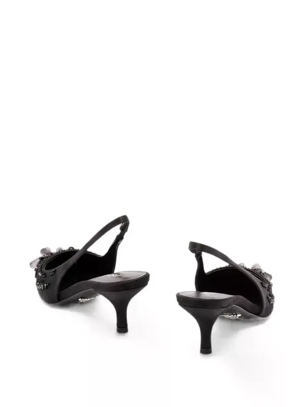 Prada Embroidered Satin Slingback Pumps