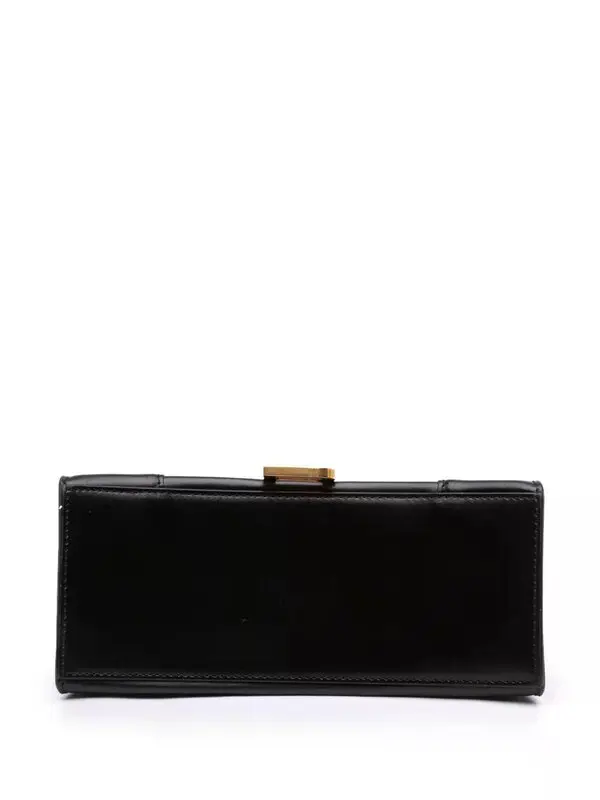 Balenciaga Small Shiny Box Calfskin Hourglass Top Handle Bag Satchel - Black