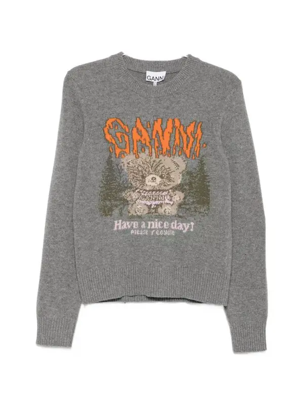 GANNI Graphic-intarsia Wool Sweater