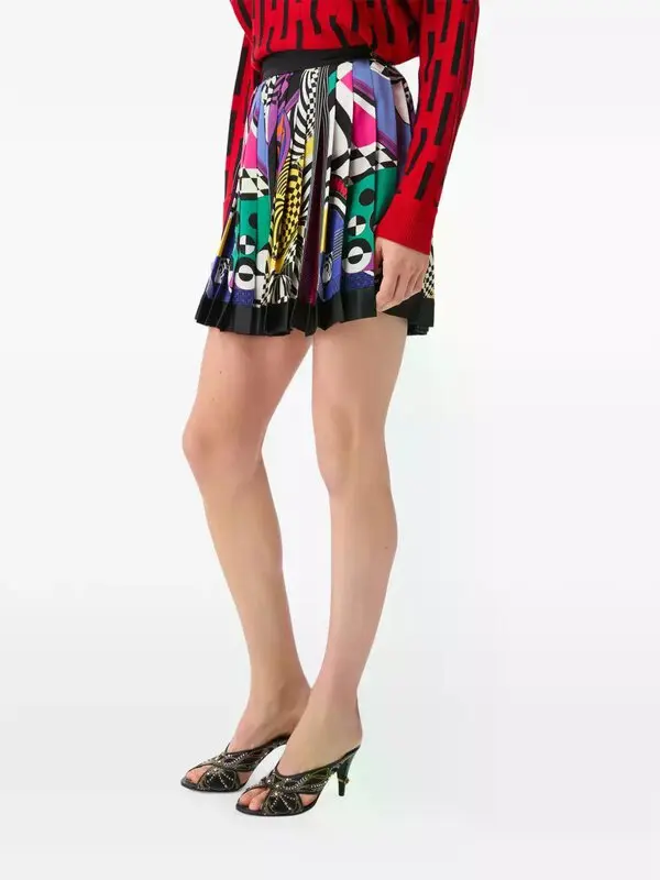 Versace Printed Silk-twill Pleated Mini Skirt