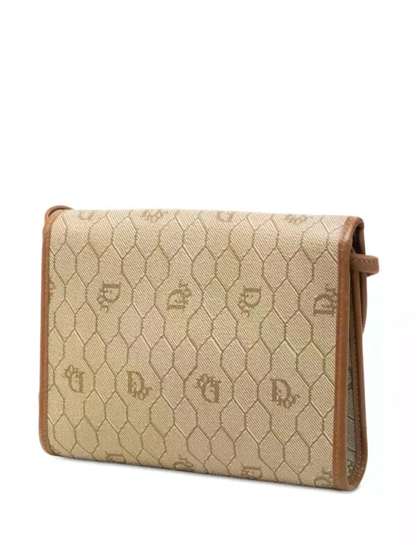 Dior 1980-1990 Honeycomb Coated Canvas Crossbody Bag - Neutrals