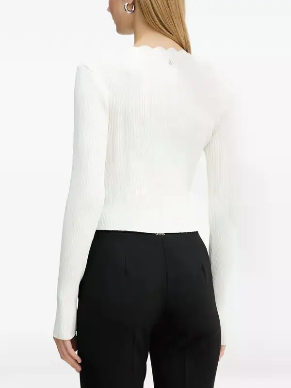 SILVIAN HEACH Scalloped Ribbed Knit Cardigan