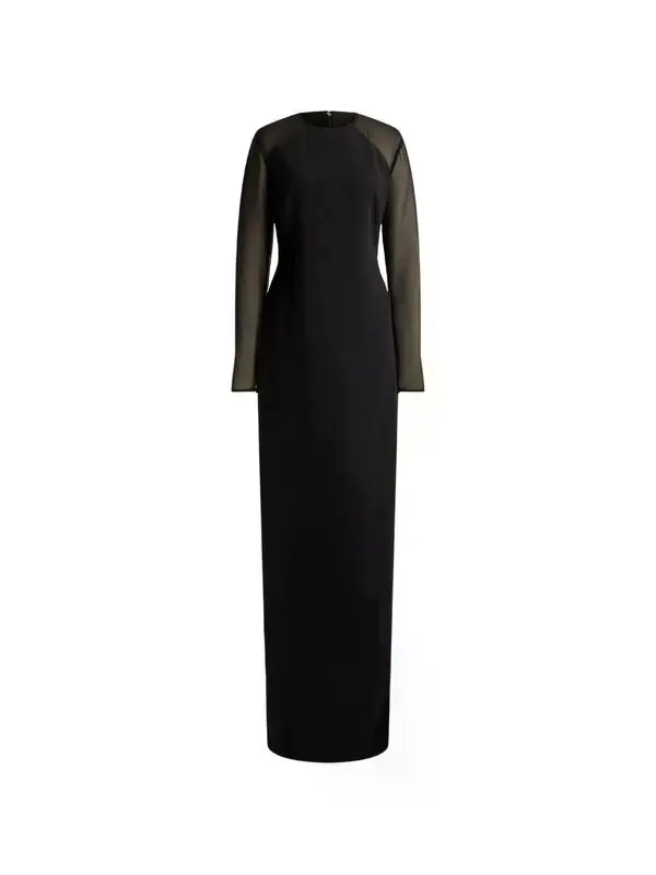 Ralph Lauren Georgette-trim Long-sleeve Maxi Dress