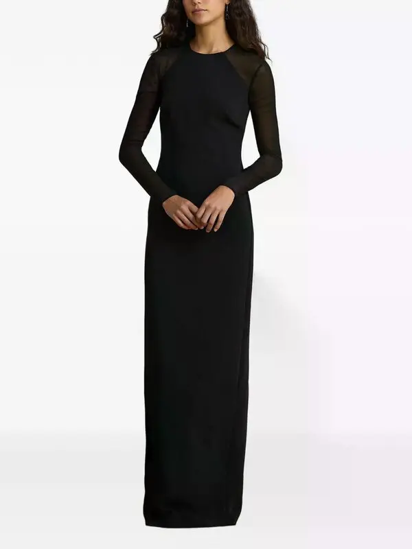 Ralph Lauren Georgette-trim Long-sleeve Maxi Dress