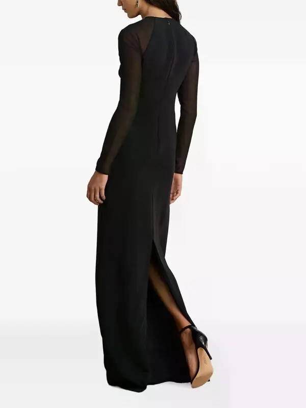 Ralph Lauren Georgette-trim Long-sleeve Maxi Dress