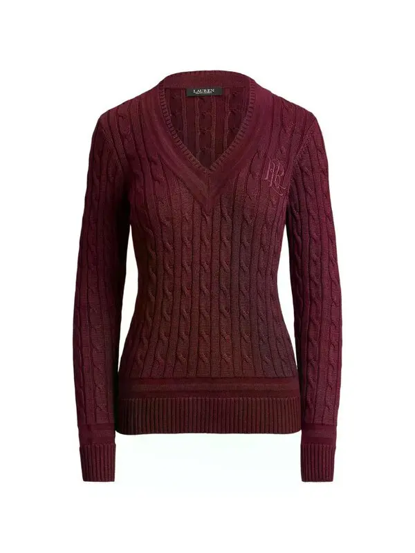 Ralph Lauren Cable-knit Monogram-embroidered V-neck Jumper