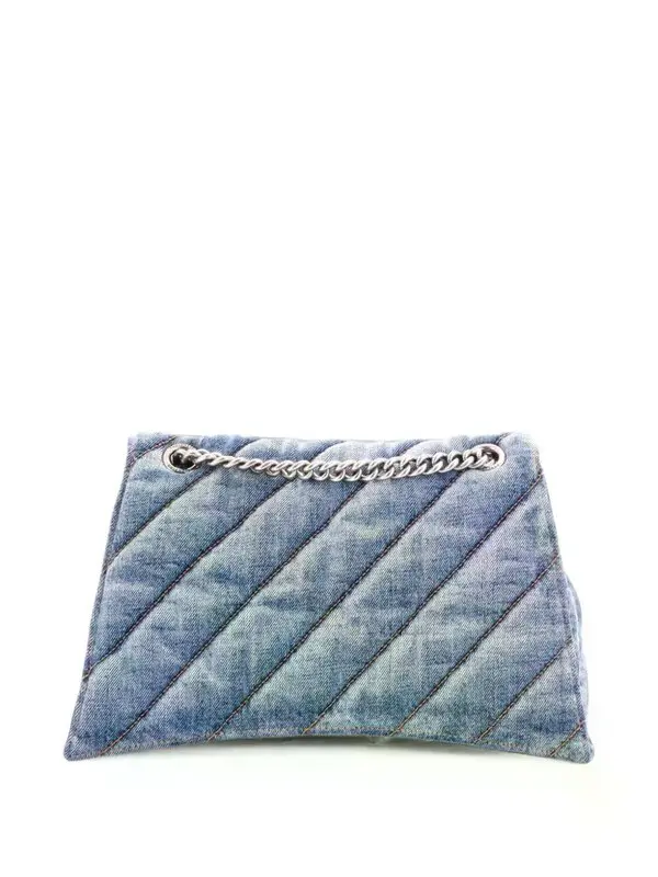 Balenciaga Crush Chain Flap Bag Quilted Denim Medium Shoulder Bag