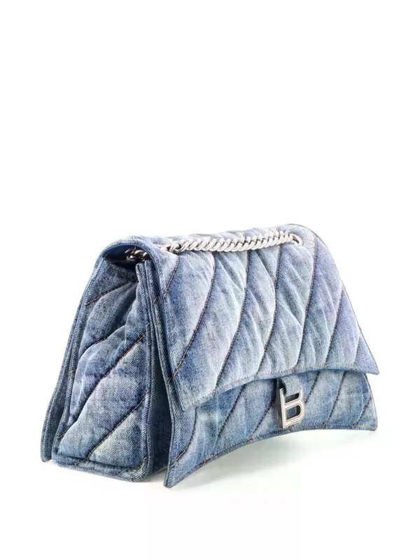 Balenciaga Crush Chain Flap Bag Quilted Denim Medium Shoulder Bag