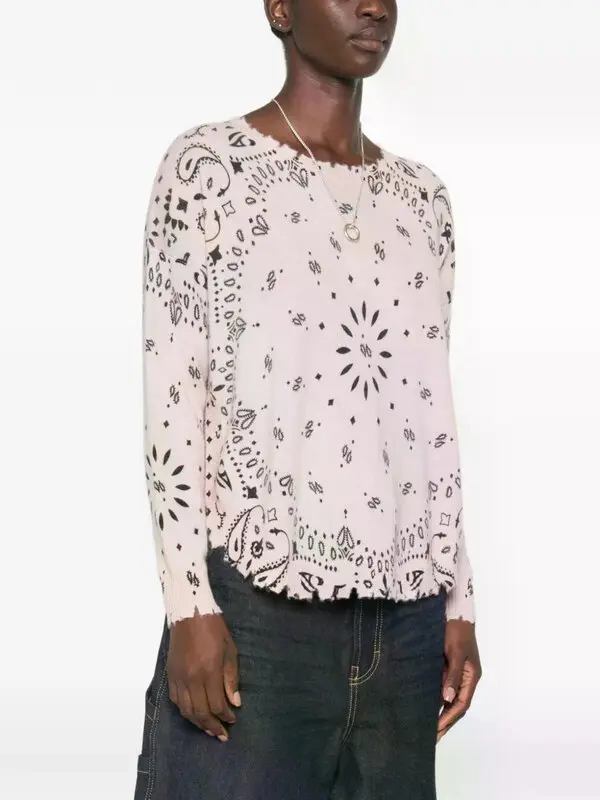 KUJTEN Mela Bandana Frayed-edge Sweater