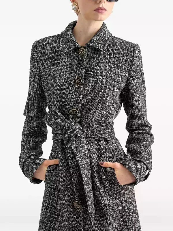 Dolce & Gabbana Single-breasted Wool-blend Chevron Coat