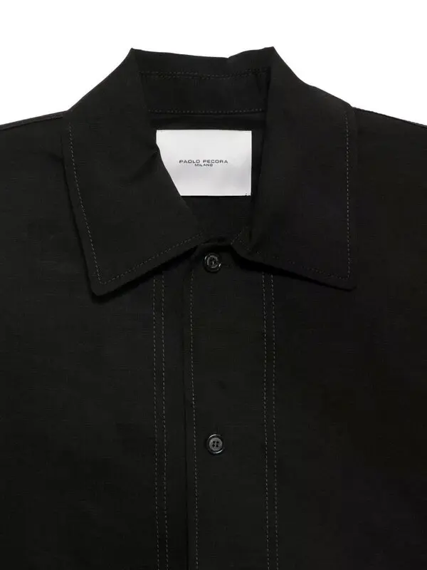 PAOLO PECORA Contrast-stitch Long-sleeve Shirt - Black