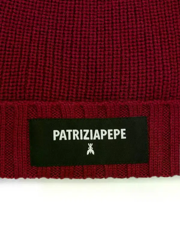 Patrizia Pepe Logo-patch Ribbed-knit Beanie Hat
