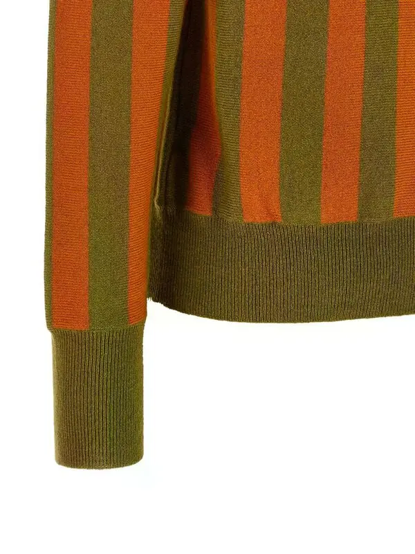 Alberto Biani Striped Cashmere Polo Top - Green