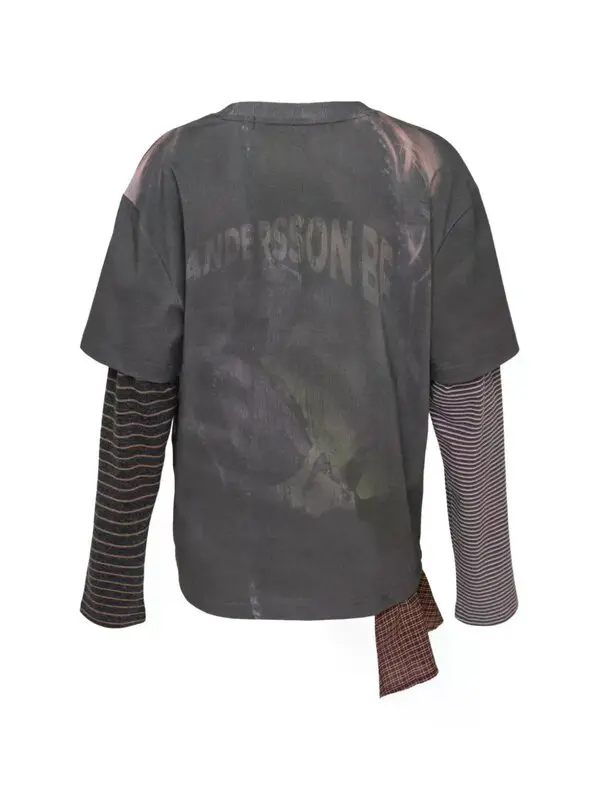 Andersson Bell Layered-sleeve Graphic-print T-shirt - Grey