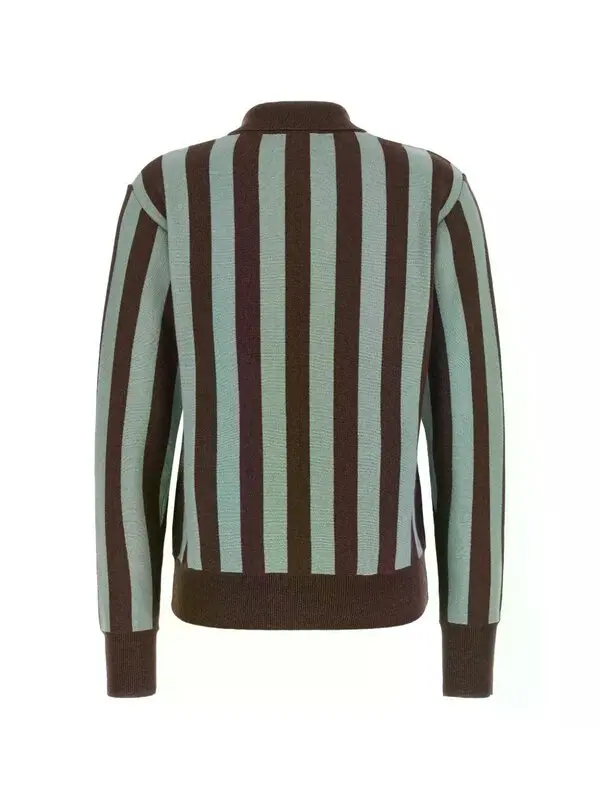 Alberto Biani Striped Cashmere Polo Shirt - Brown