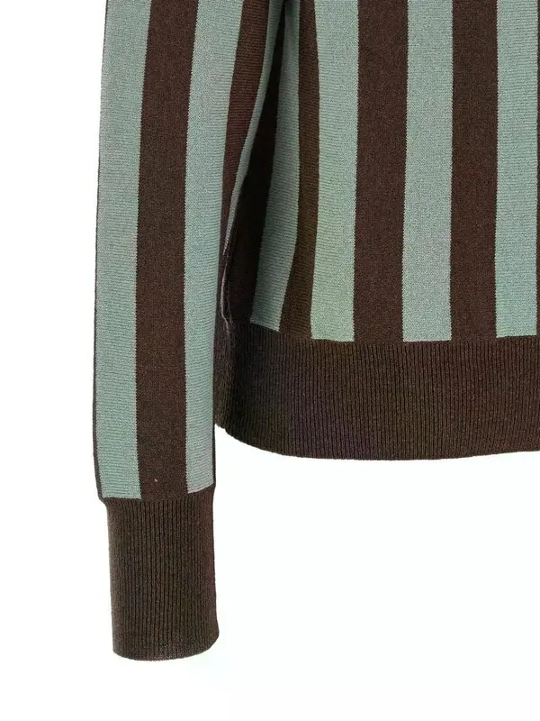 Alberto Biani Striped Cashmere Polo Shirt - Brown