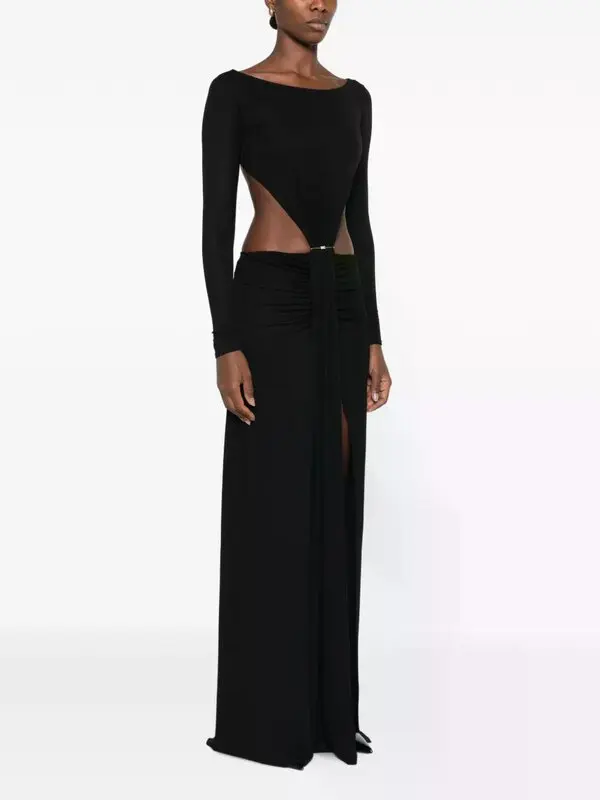 Elisabetta Franchi Cut-out Ruched Maxi Dress - Black