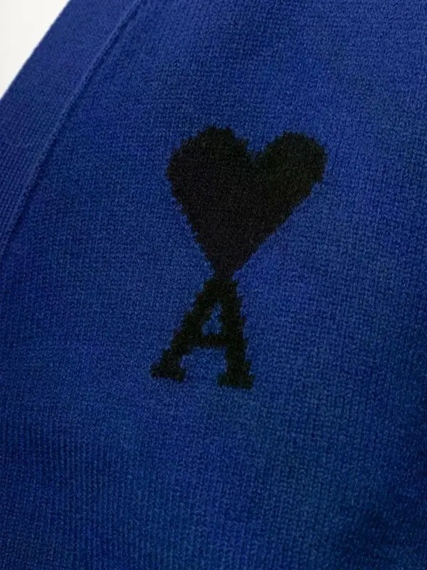 AMI Paris Wool Cardigan With De Coeur