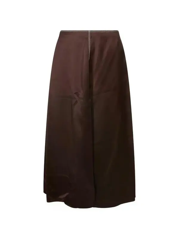 Marni Contrast-stitch Satin Midi Skirt