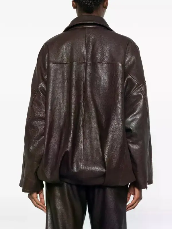 EMMETI Belted Oversized Leather Jacket