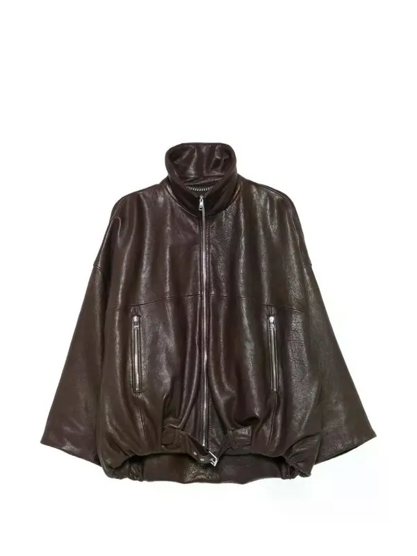 EMMETI Belted Oversized Leather Jacket