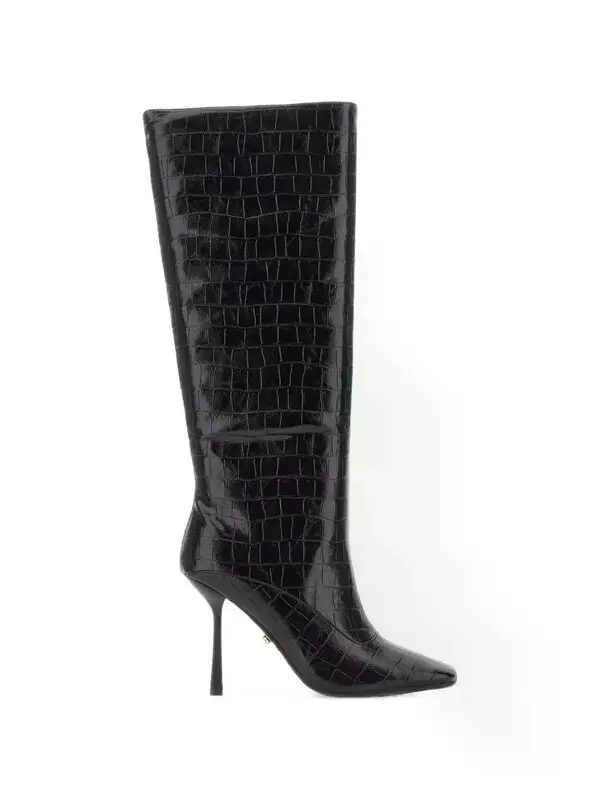 TWENTY FOURHAITCH Croc-effect Square-toe Stiletto Boots