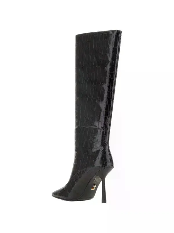 TWENTY FOURHAITCH Croc-effect Square-toe Stiletto Boots