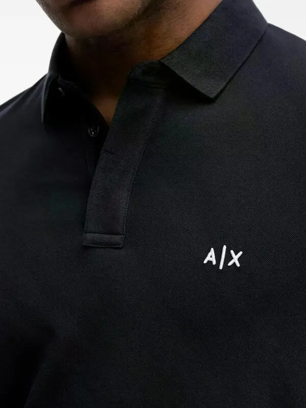 Armani Exchange Logo-embroidered Long-sleeve Polo Shirt