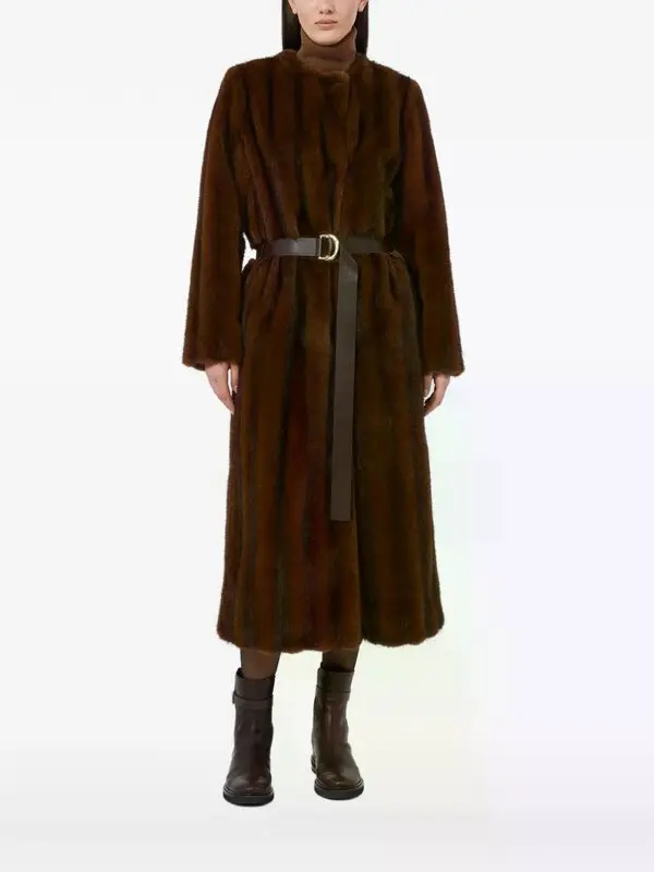 Max Mara Fluffy-textured Long Coat - Brown