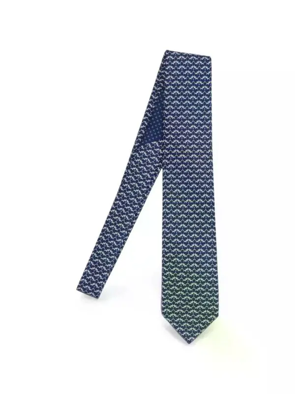 FERRAGAMO Tales-print Silk Tie - Blue