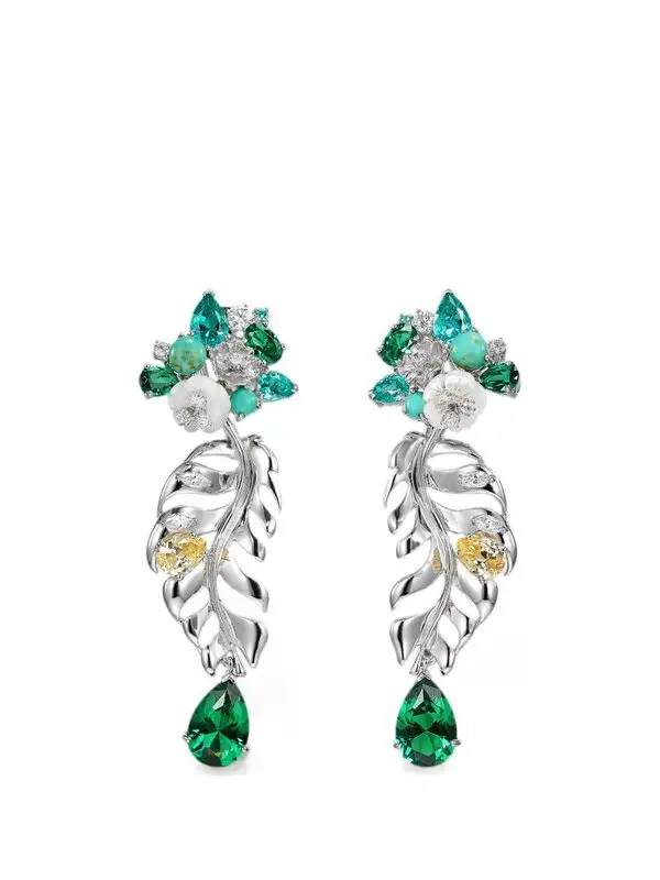ANABELA CHAN Palm Multi-stones Earrings - Silver