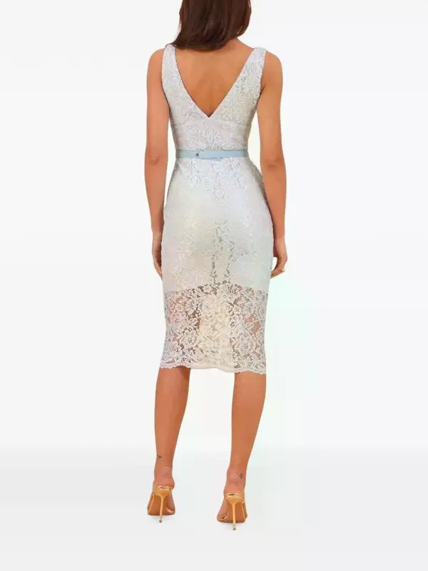 DIVEDIVINE Megan Belted Lace-work Midi Dress