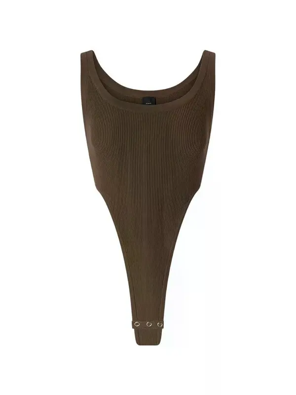 Pinko Ribbed-knit Sleeveless Bodysuit - Brown