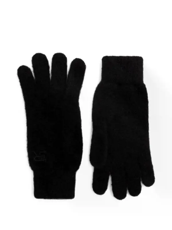 ERMANNO FIRENZE Logo-embroidered Knitted Gloves - Black