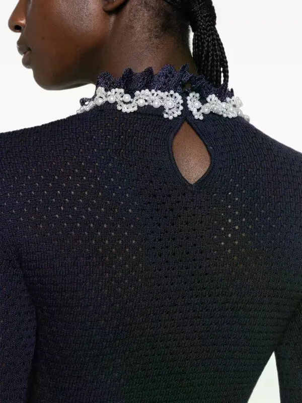 SELF-PORTRAIT Embellished Crochet-knit Mini Dress