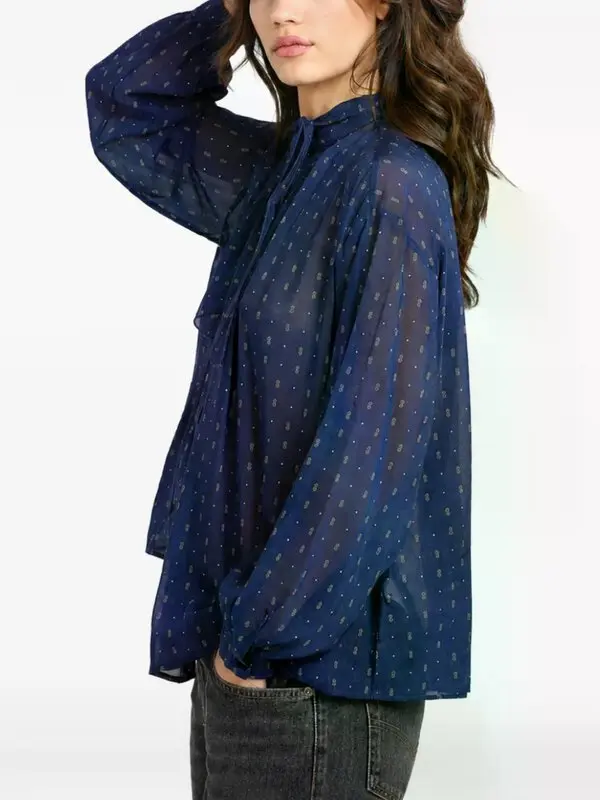 FORTE_FORTE Patterned Pussy-bow Blouse