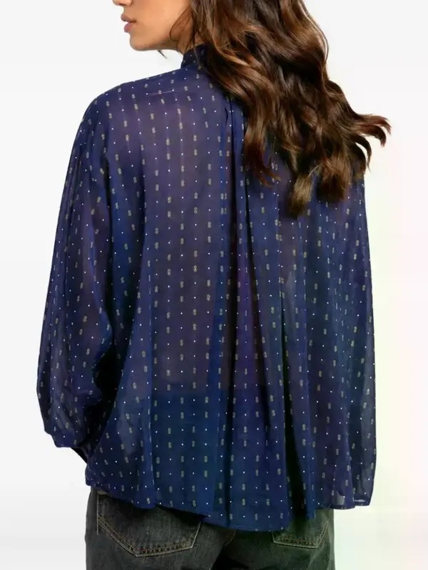 FORTE_FORTE Patterned Pussy-bow Blouse
