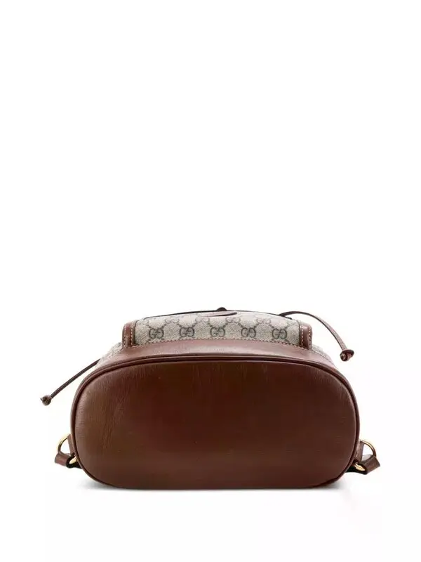 Gucci Interlocking G Patch Drawstring Flap Gg Coated Canvas Small Backpack