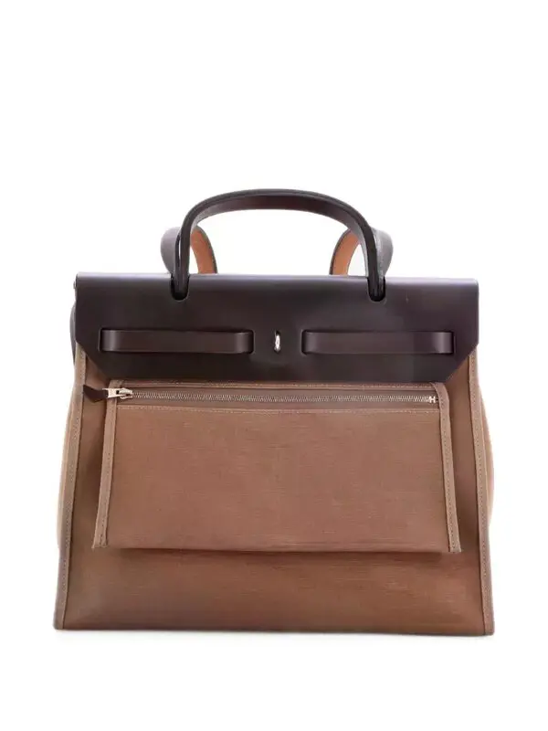 Hermès Herbag Zip Leather And Toile Shoulder Bag