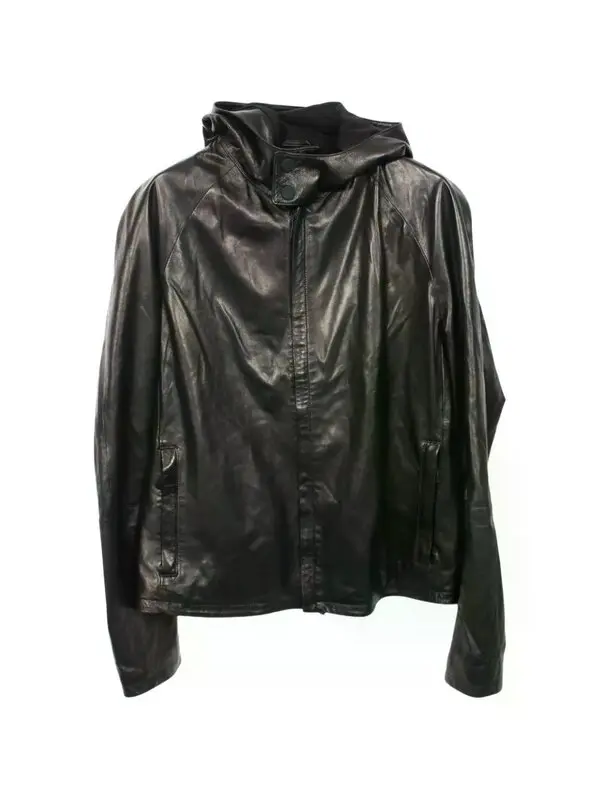 Emporio Armani 2010s Hooded Leather Jacket