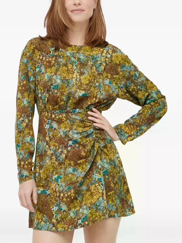 Sisley Floral-print Long-sleeve Mini Dress