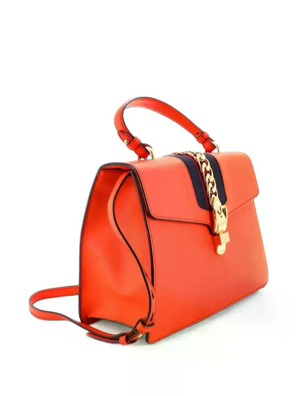 Gucci Sylvie Top Handle Bag Leather Medium Satchel