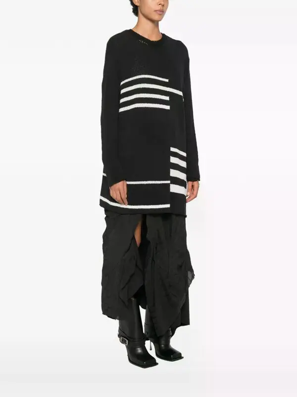 Yohji Yamamoto Intarsia-knit Distressed-effect Sweater