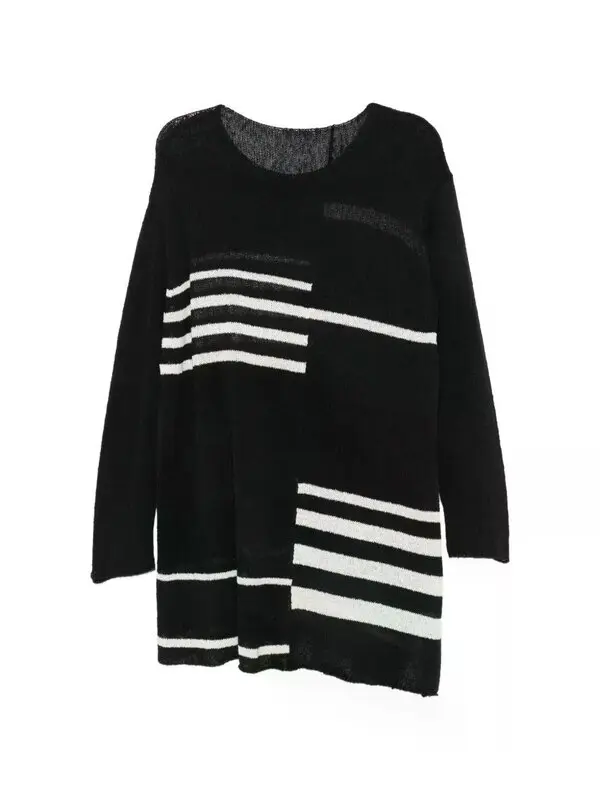 Yohji Yamamoto Intarsia-knit Distressed-effect Sweater