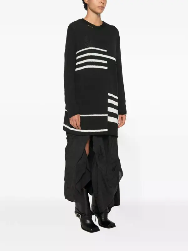 Yohji Yamamoto Intarsia-knit Distressed-effect Sweater