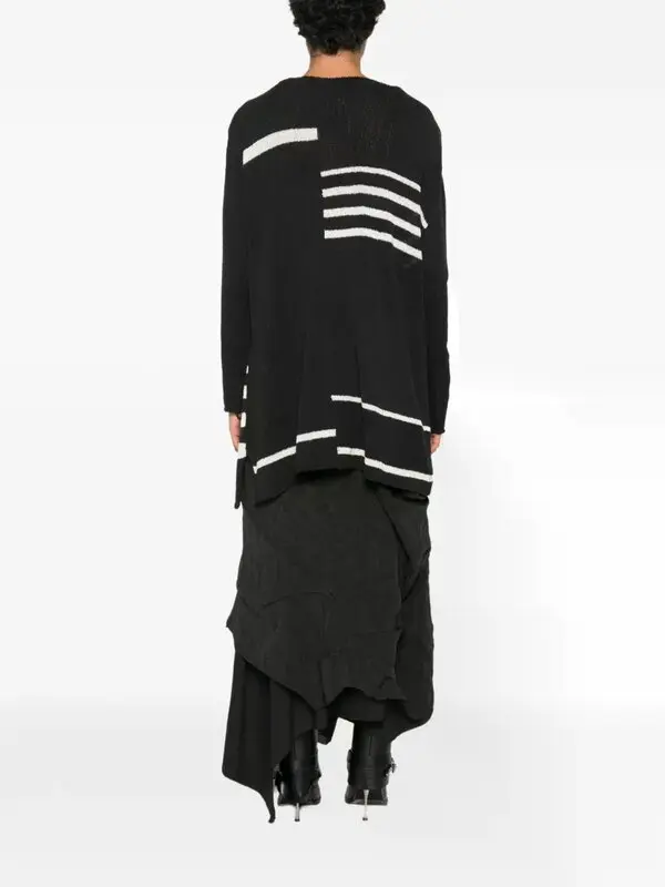 Yohji Yamamoto Intarsia-knit Distressed-effect Sweater